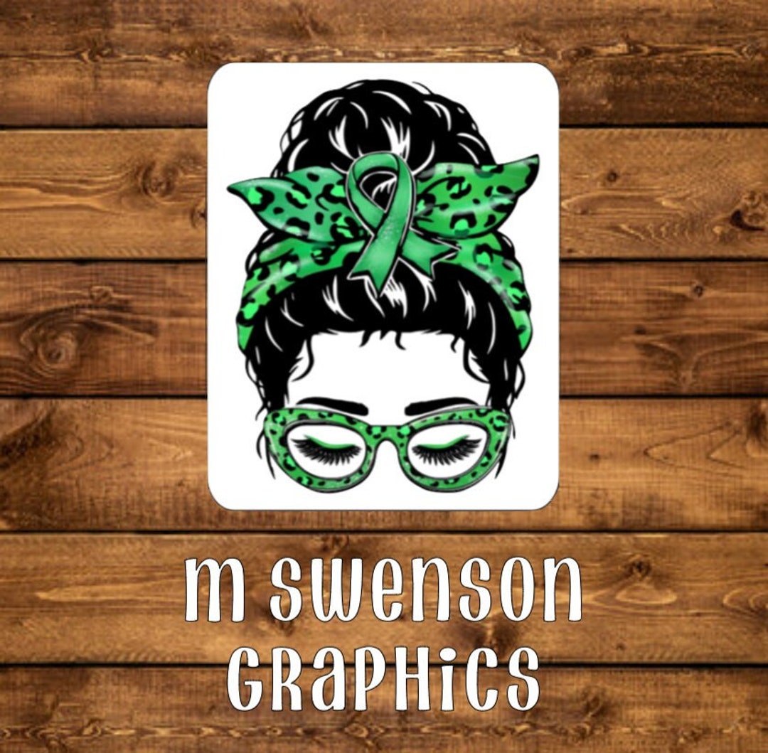 Green Ribbon Sticker, Green Ribbon Decal, Green Ribbon, Kidney Disease ...