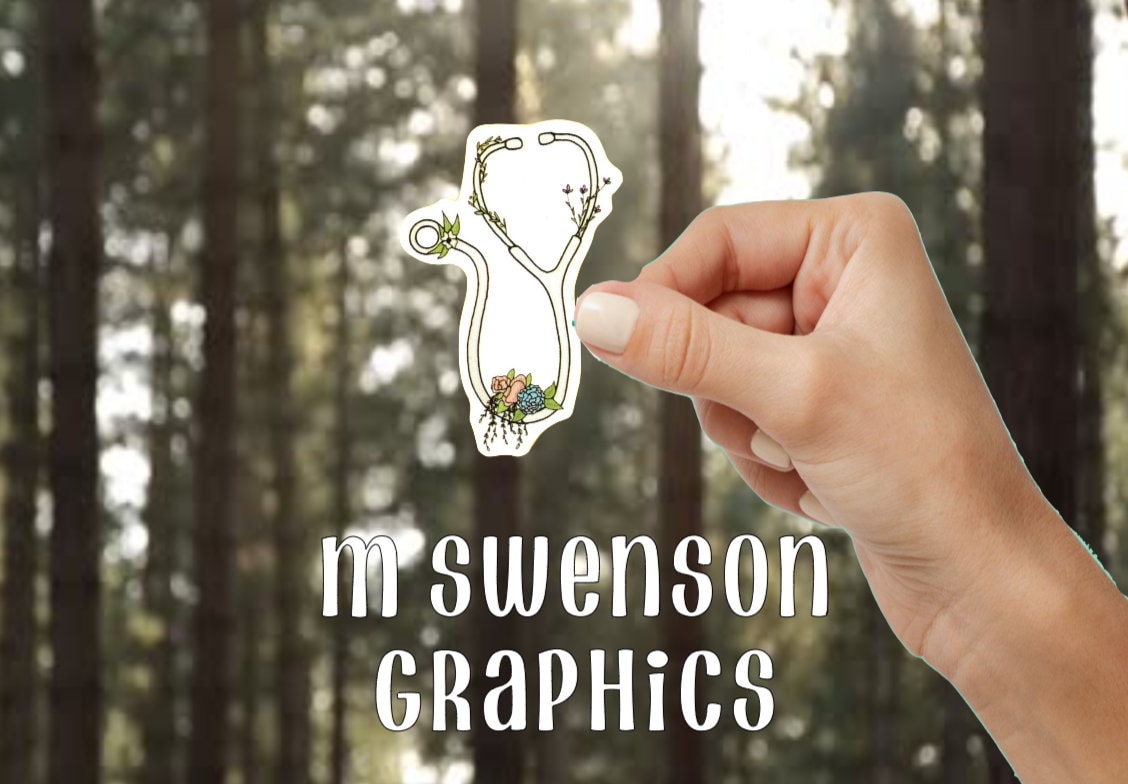 Floral Stethoscope Sticker, Stethoscope Sticker, Stethoscope Decal ...