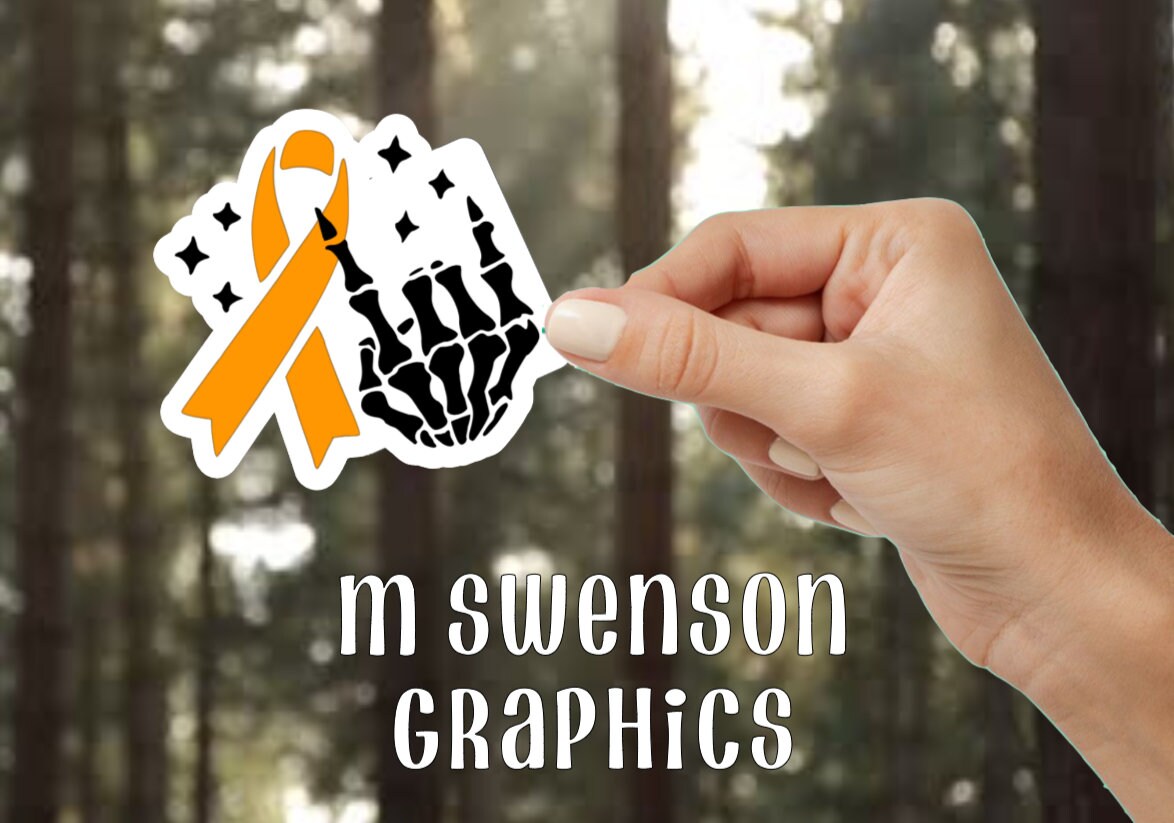 Orange Ribbon Sticker, Orange Ribbon Decal, Orange Ribbon, Orange ...