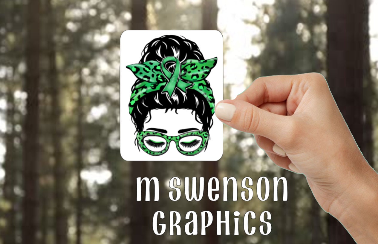 Green Ribbon Sticker, Green Ribbon Decal, Green Ribbon, Kidney Disease ...