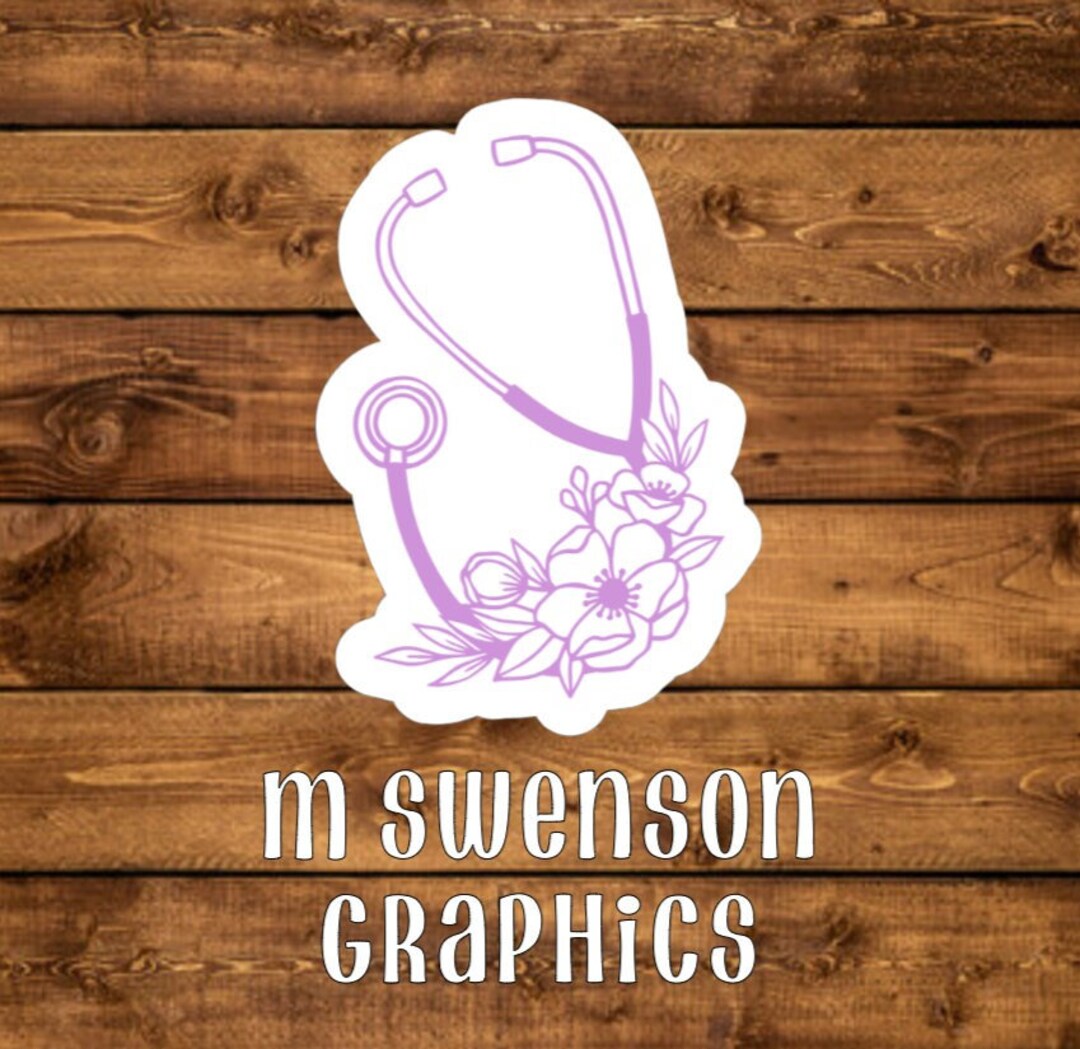Floral Stethoscope Sticker, Floral Stethoscope Decal, Stethoscope ...