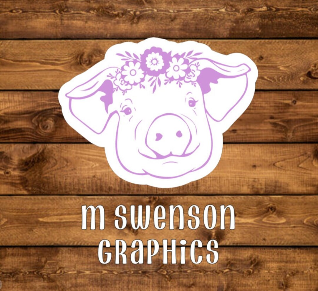 Pig Sticker, Pig Decal, Piglet Sticker, Piglet Decal, Floral Pig ...