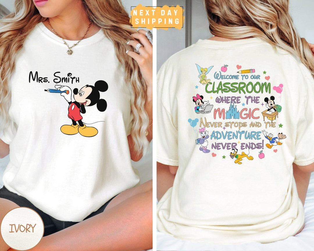 Custom Disney Teacher Comfort Colors Shirt, Personalized Teacher Gift ...