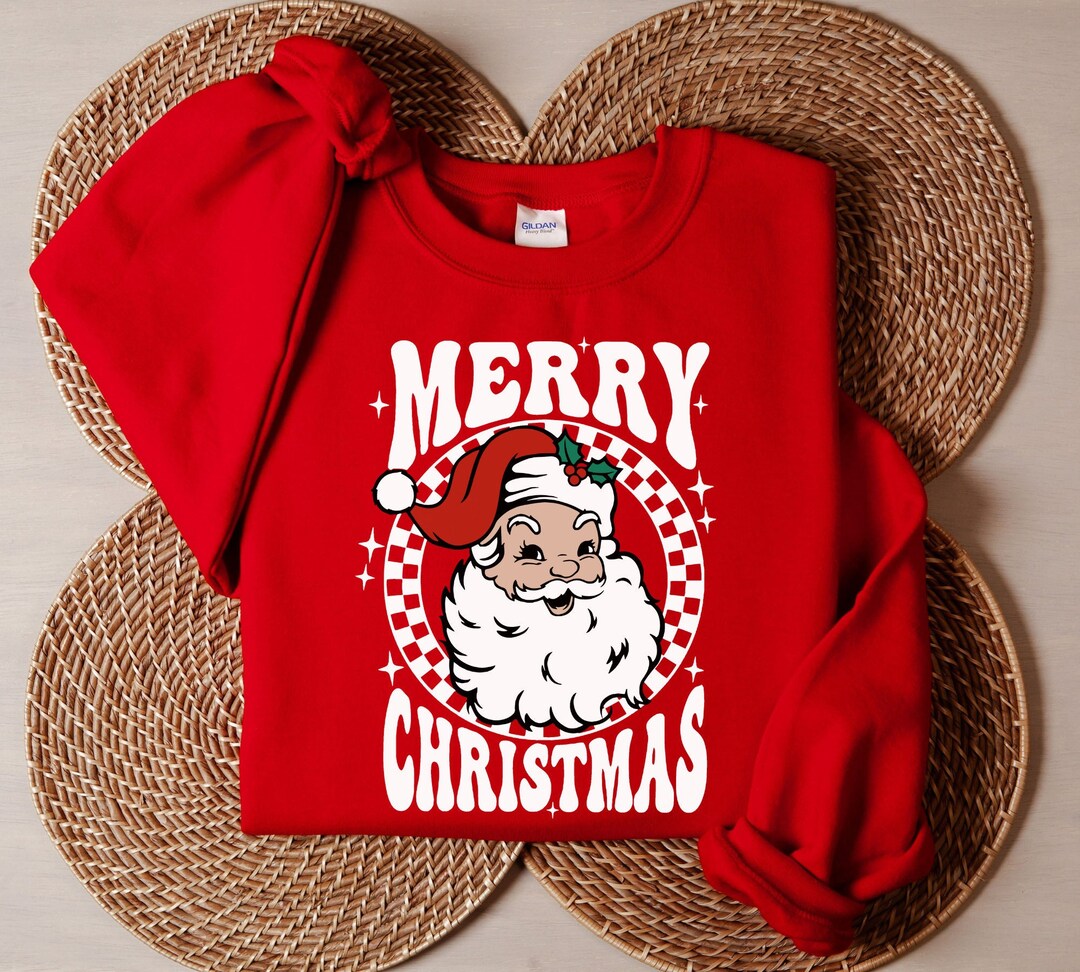 Christmas Santa Sweatshirt, Retro Santa Shirt Gift for Women, Santa ...
