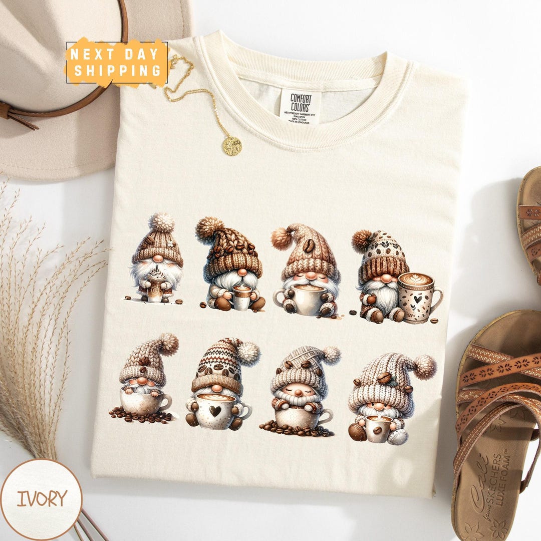 Coffee Gnome Vintage Shirt, Comfort Colors Coffee Lovers Shirt, Fall ...
