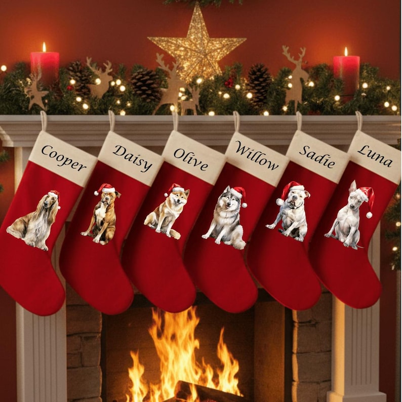 Custom Dog Velvet Christmas Stocking, Velvet Bone or Classic Shape ...