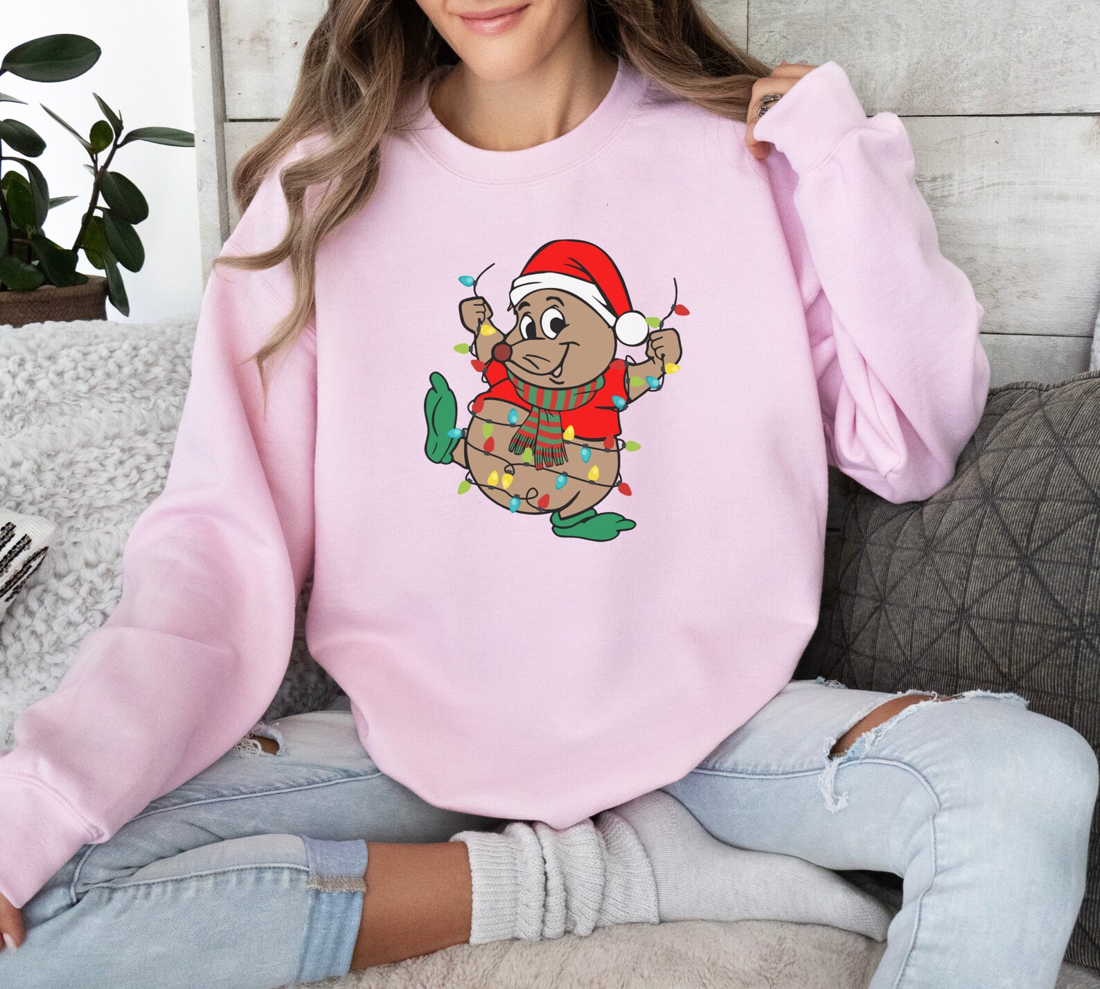 Disney Gus Gus Sweatshirt, Cute Santa Gus Gus Christmas Sweater ...