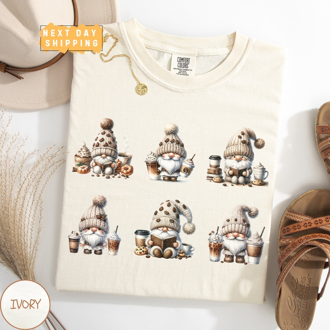 Coffee Gnome Vintage Shirt, Comfort Colors Fall Gnomes Coffee Lovers ...