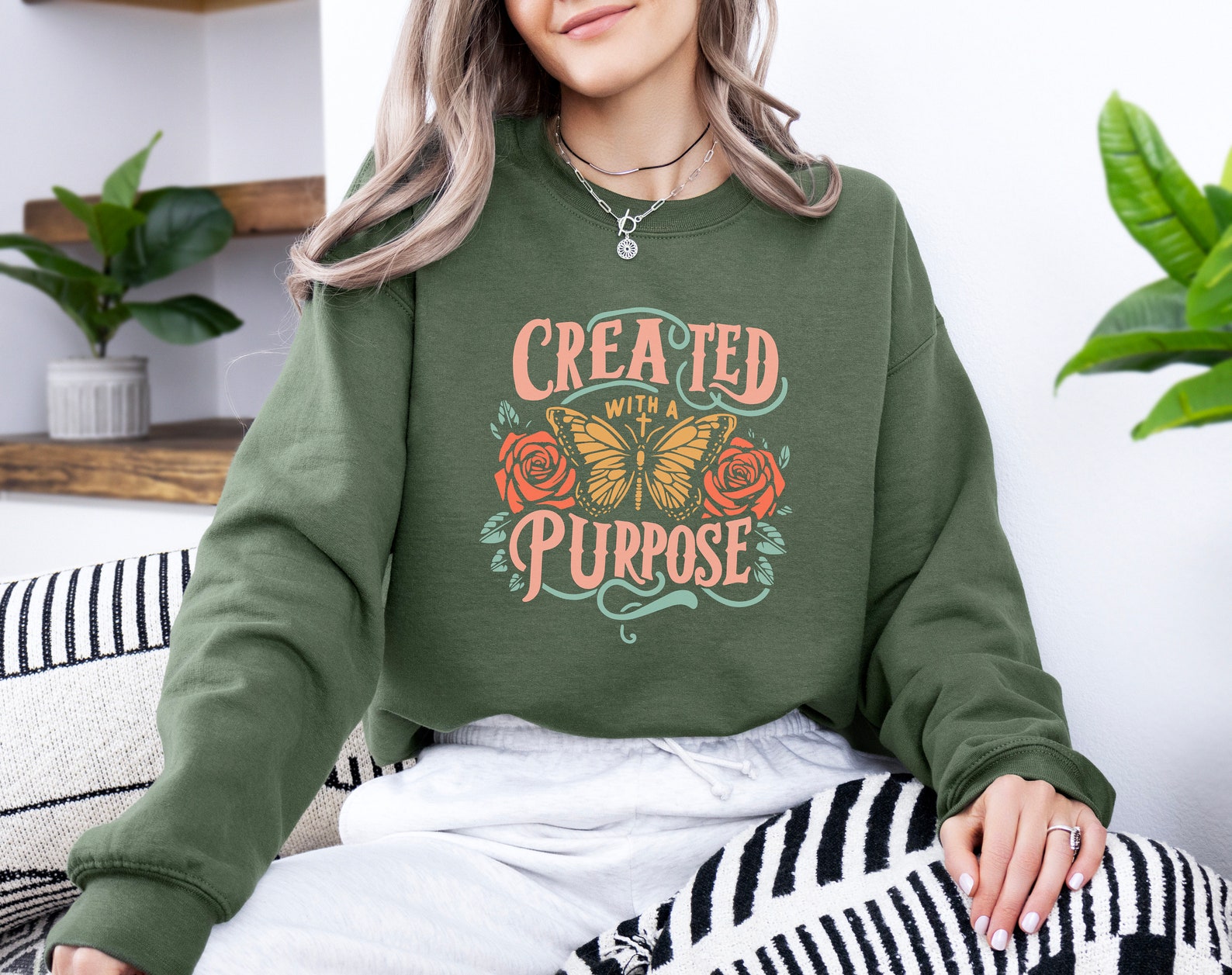 Created With Purpose Sweatshirt, Christian Shirt, Bible Verse Sweater ...