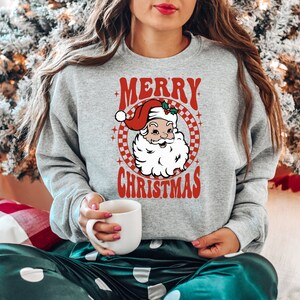 Christmas Santa Sweatshirt, Retro Santa Shirt Gift for Women, Santa ...