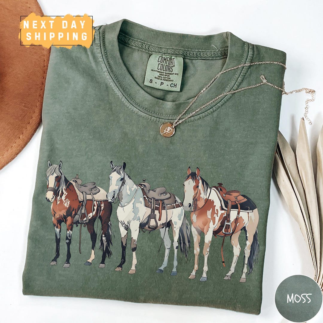 Cute Western Horses Comfort Colors Shirt, Popular Horse Tee, Horse ...