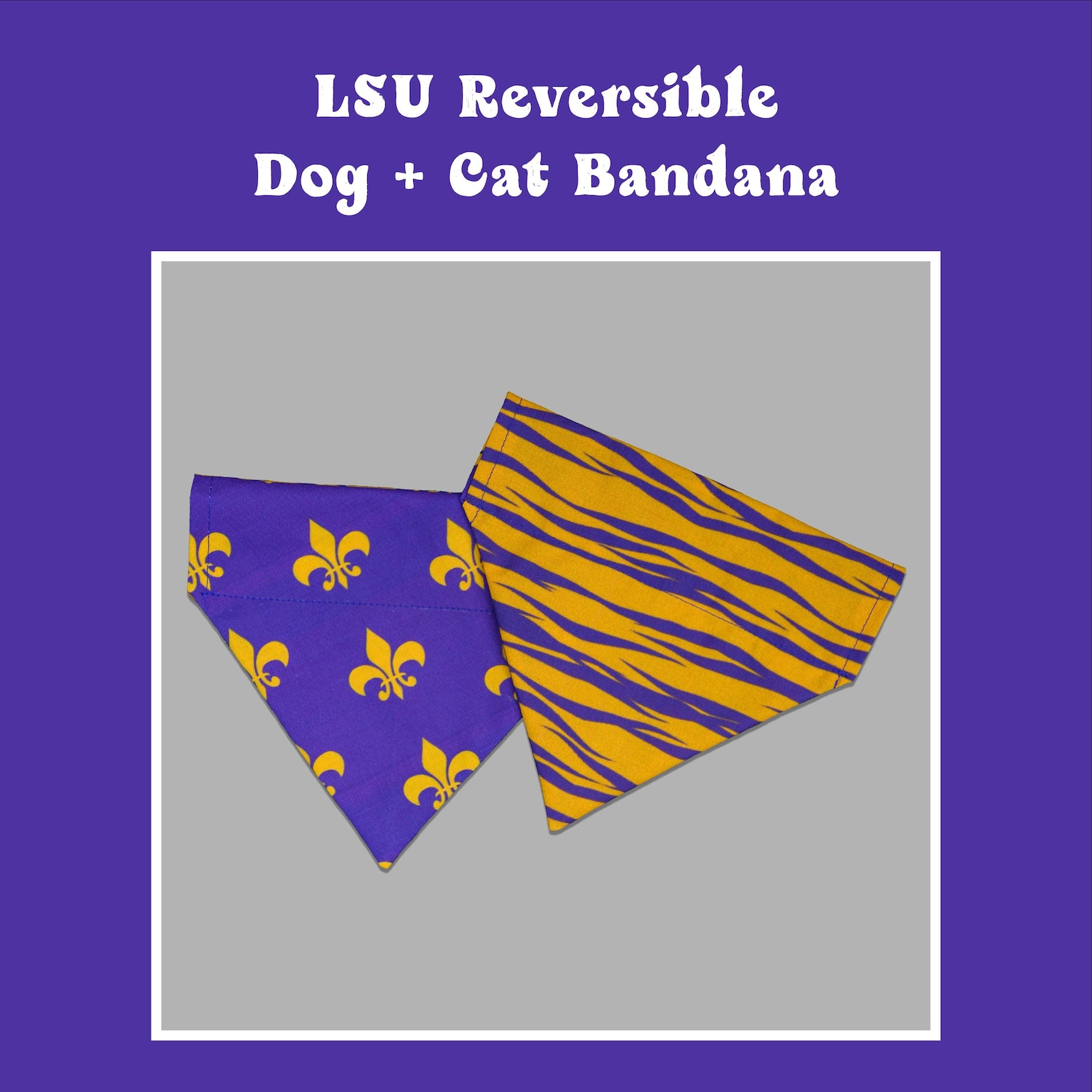 LSU Reversible Over-the-collar Dog & Cat Bandana - Etsy