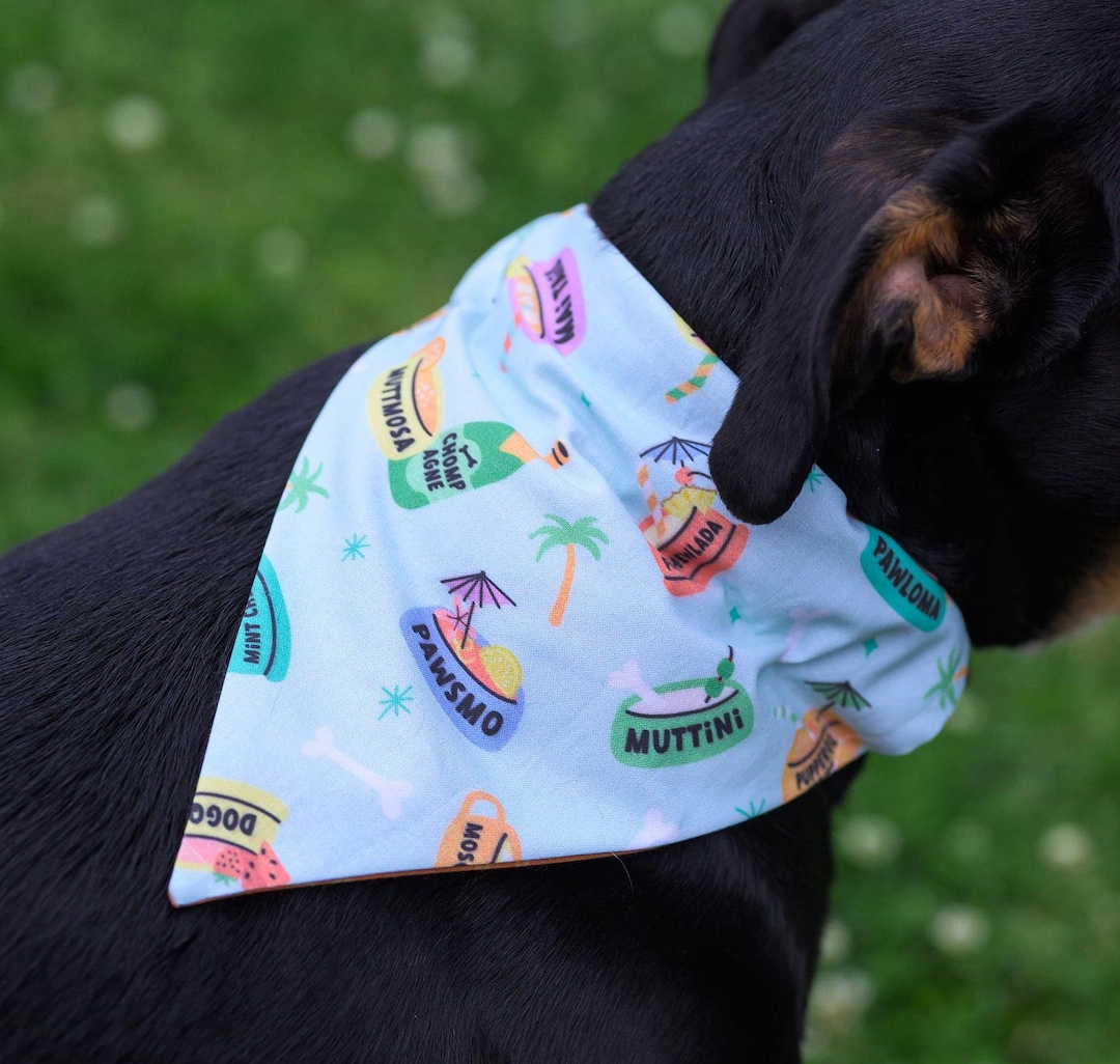 Boozy Dog Bowls Reversible Over-the-collar Dog & Cat Bandana - Etsy
