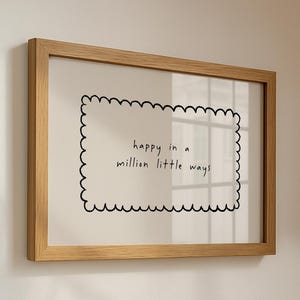 Happy in a Million Little Ways Print – Cute Handwritten Quote Wall Art ...