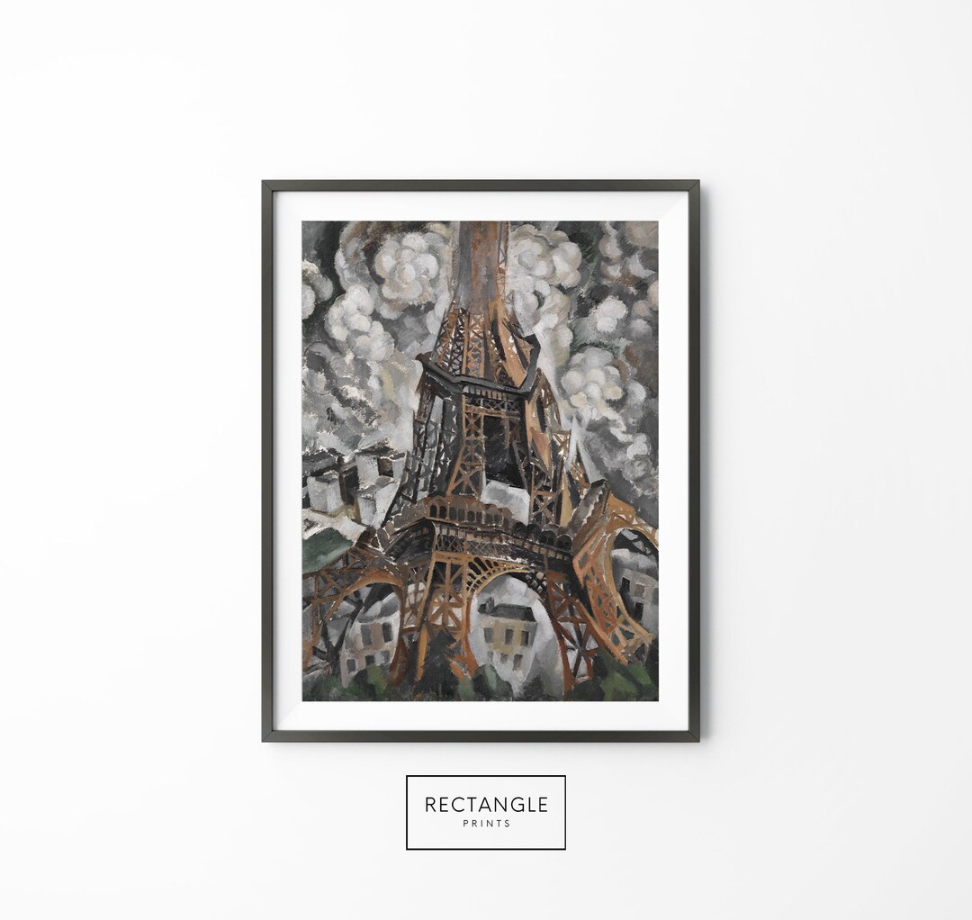 Abstract Cubist Eiffel Tower Painting | Vintage Geometric Art Print ...