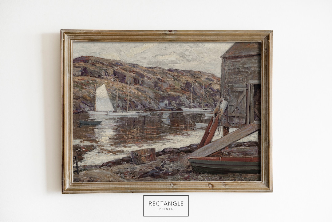 Rustic Boat Dock Painting | Living Room Wall Art | Digital Download ...