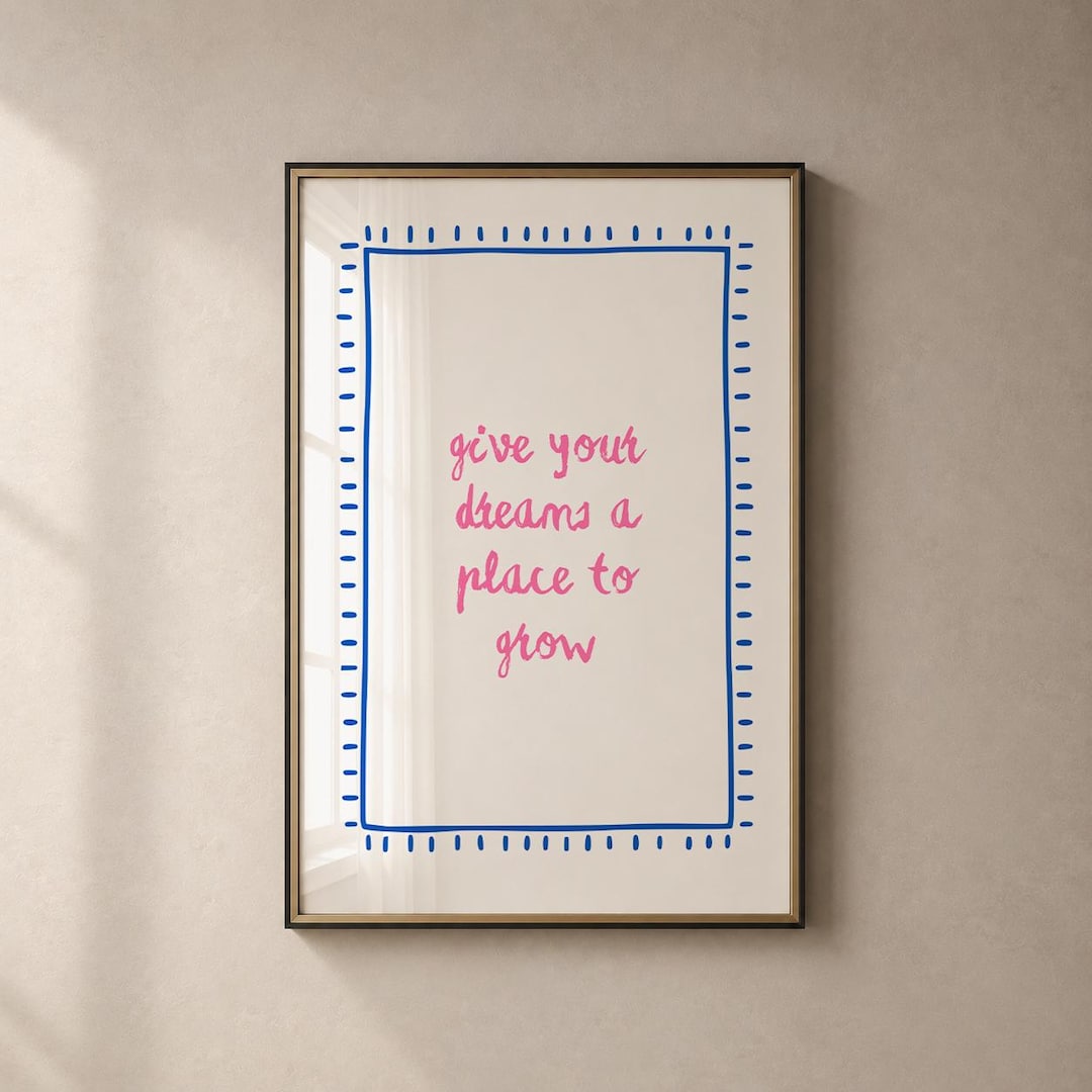 Motivational Wall Art Print | Pink Blue Quote Poster (digital Download ...