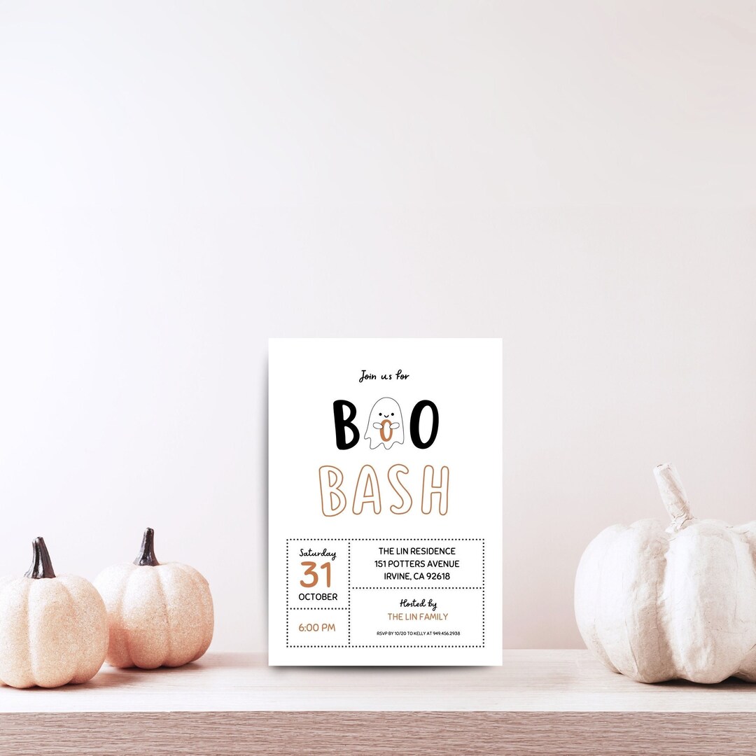 Boo Bash, Halloween, Editable Invitation Template, Canva, Instant ...
