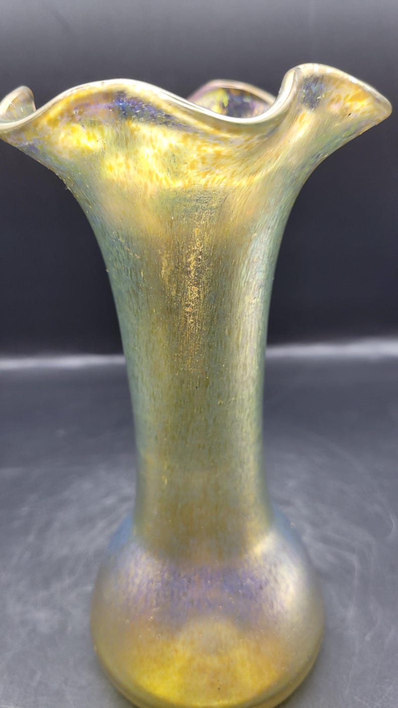 Vintage Loetz Gold Iridescent Art Glass Vase Candia Papillon Gold ...