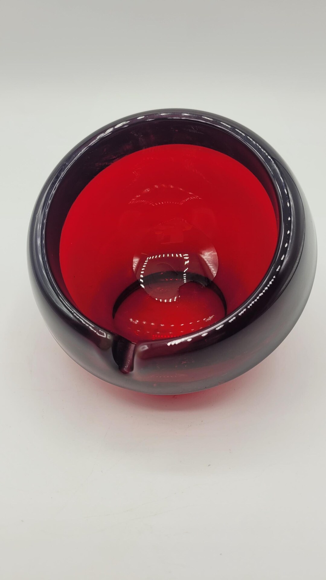 MCM Vintage Viking Ruby Red Glass Ashtray Orb Sphere Mid Century Modern ...