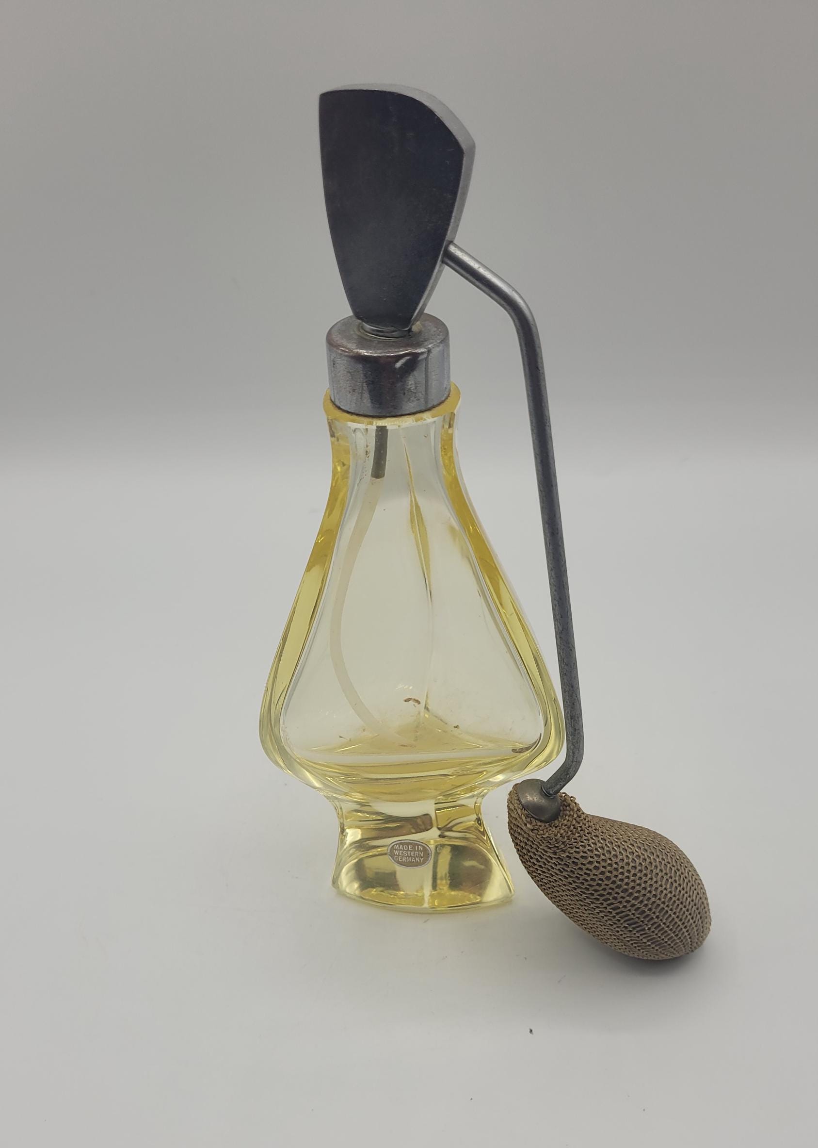 Vintage Western Germany Pale Yellow Glass Perfume Bottle With Atomizer ...