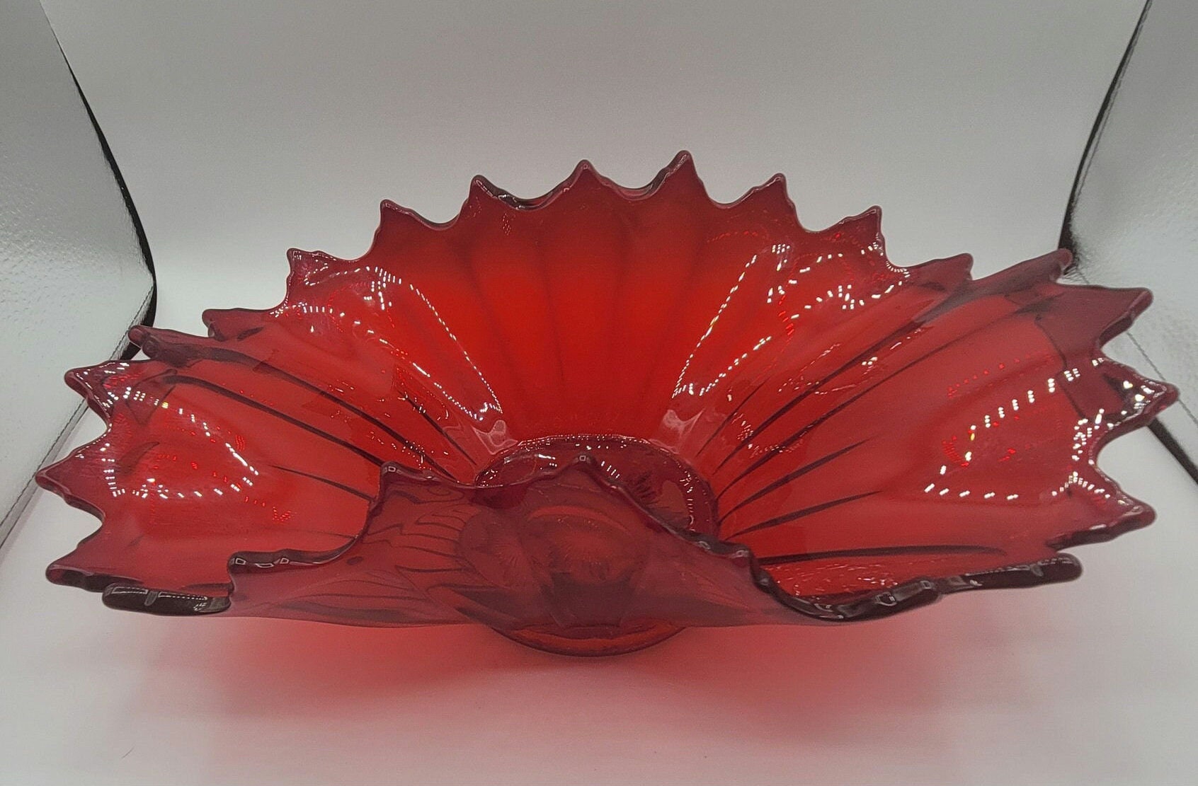 Vintage Fostoria Red Art Glass Handkerchief Oblong Bowl Christmas - Etsy