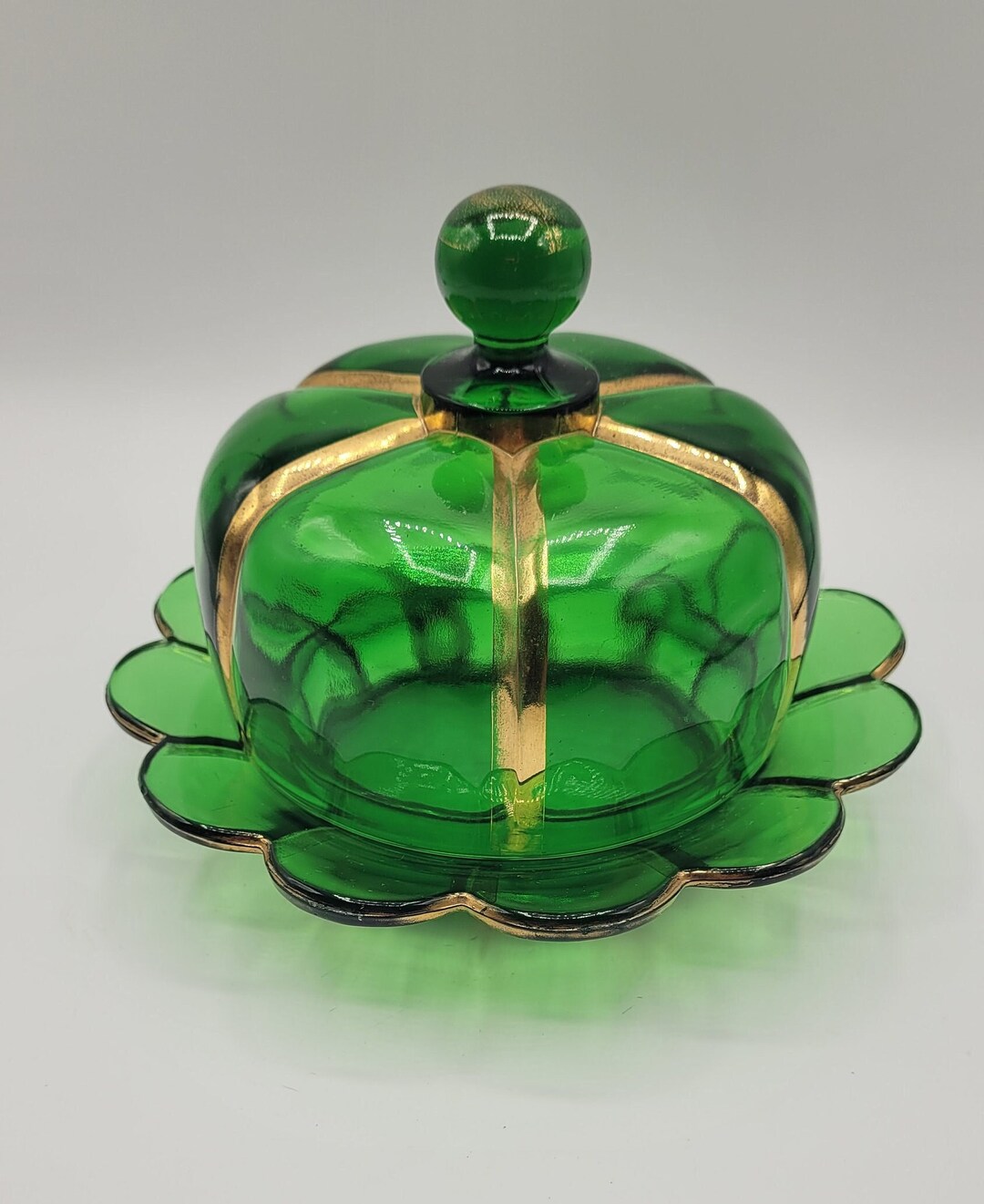 EAPG Riverside Glass Works Pressed Glass Emerald Green Butter Cheese ...