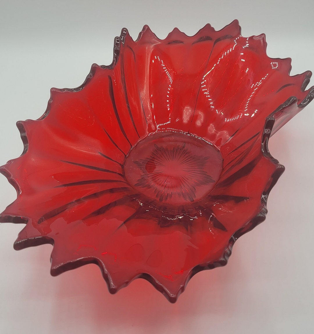Vintage Fostoria Red Art Glass Handkerchief Oblong Bowl Christmas - Etsy