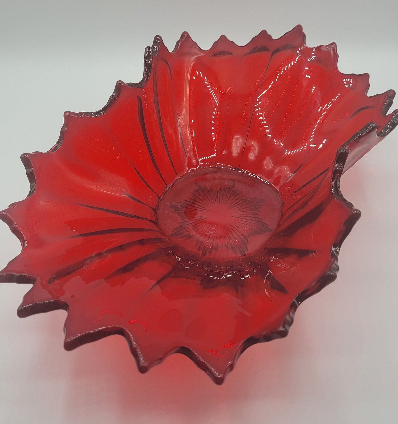 Vintage Fostoria Red Art Glass Handkerchief Oblong Bowl Christmas - Etsy