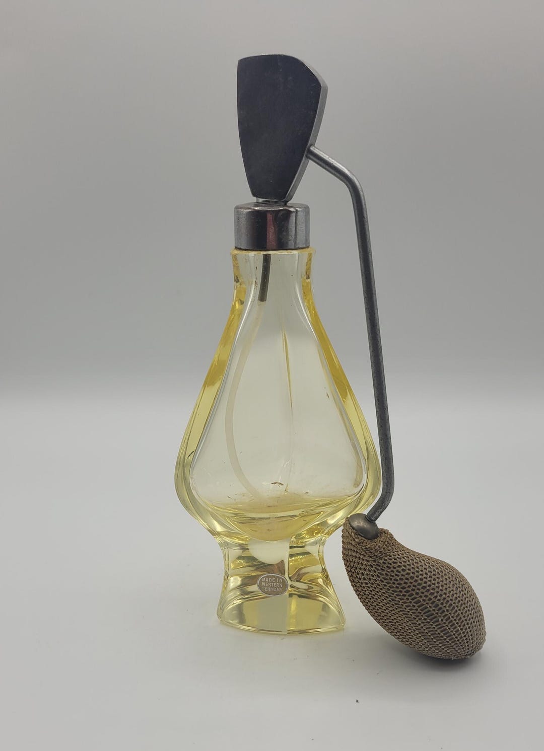 Vintage Western Germany Pale Yellow Glass Perfume Bottle With Atomizer ...