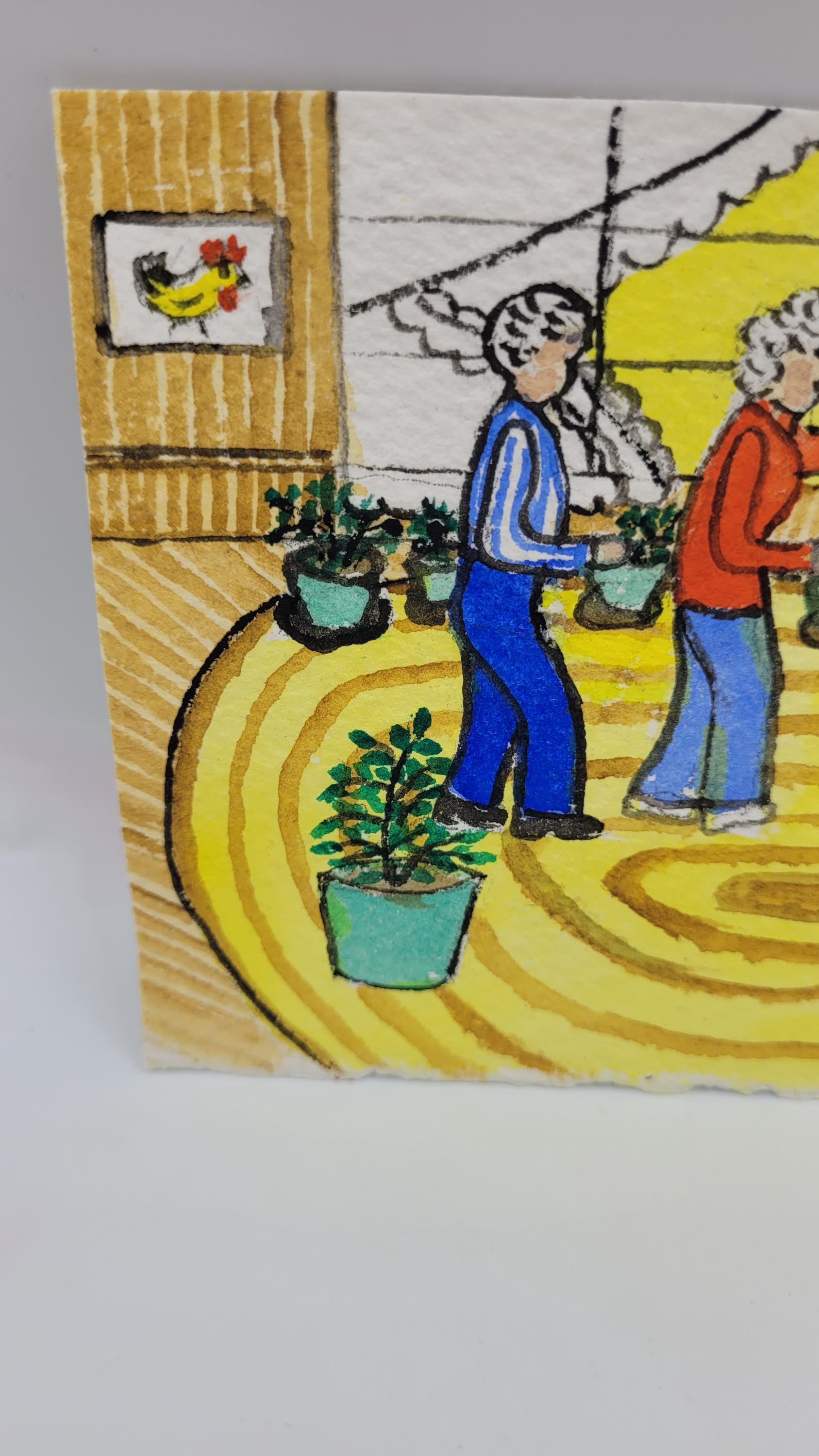 Original 2002 Folk Art Grandma Fran Water Color Painting Christmas ...