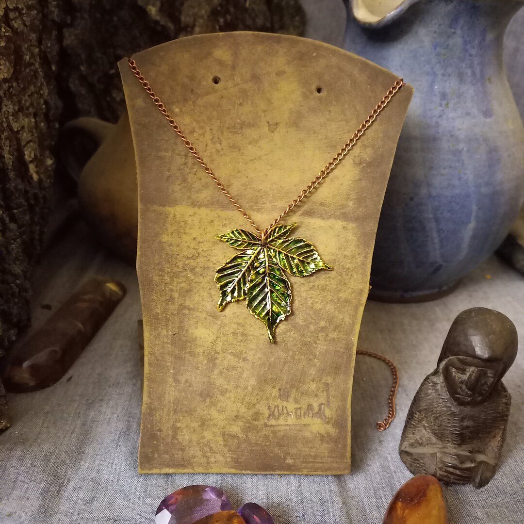 Handcrafted Electroformed Copper Real Chestnut Leaf Covered With Cold ...