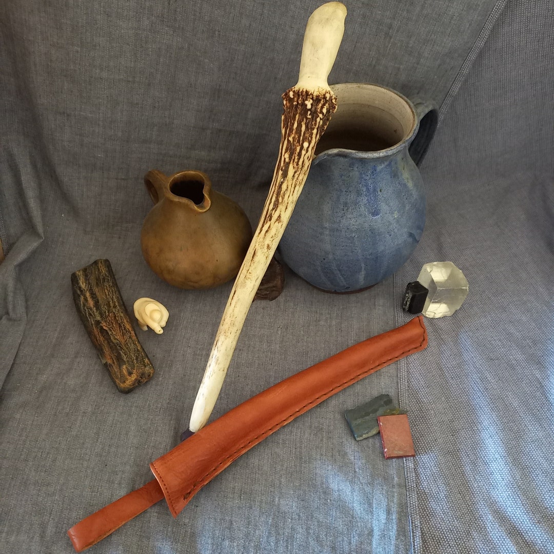 Hand Carved Solid Deer Antler Magic Wand With Amethyst Crystal - Etsy