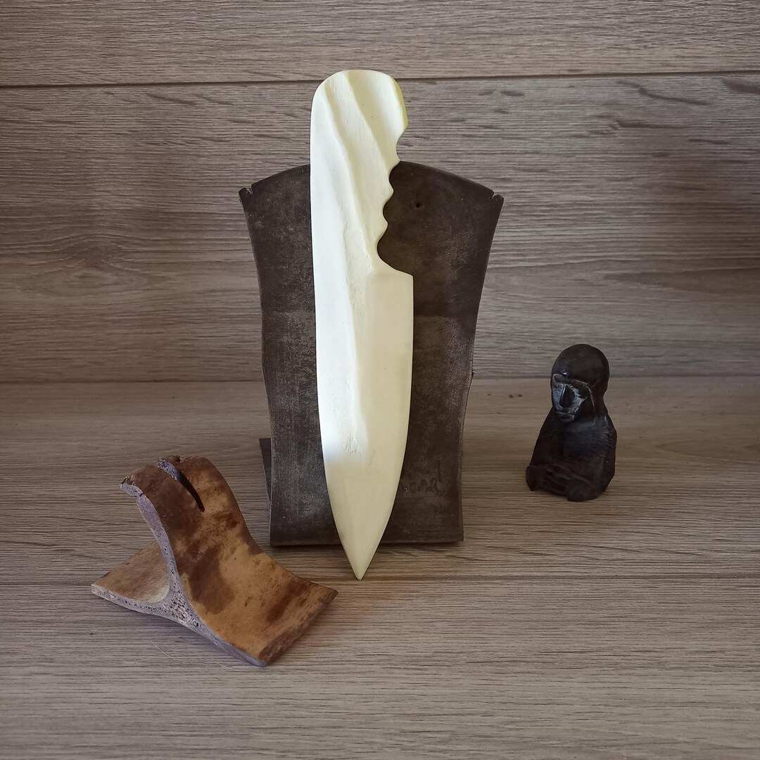 Ritual Solid Bull Bone Ceremonial Blade. Hand Cut and Polished Sharp Ox ...