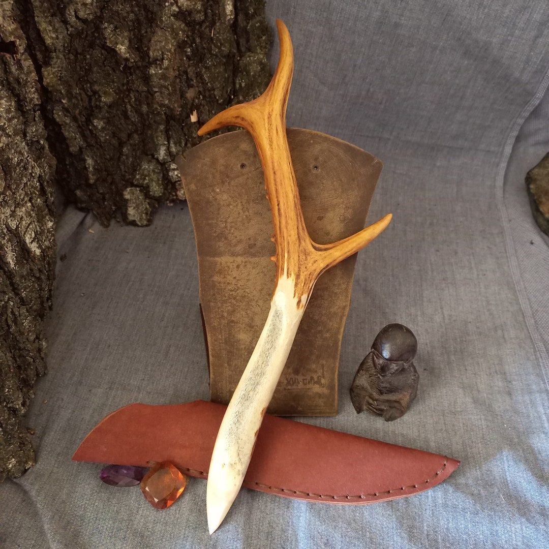 Hand Polished Ritual Roe Deer Horn Athame Dagger Handmade in Pagan ...