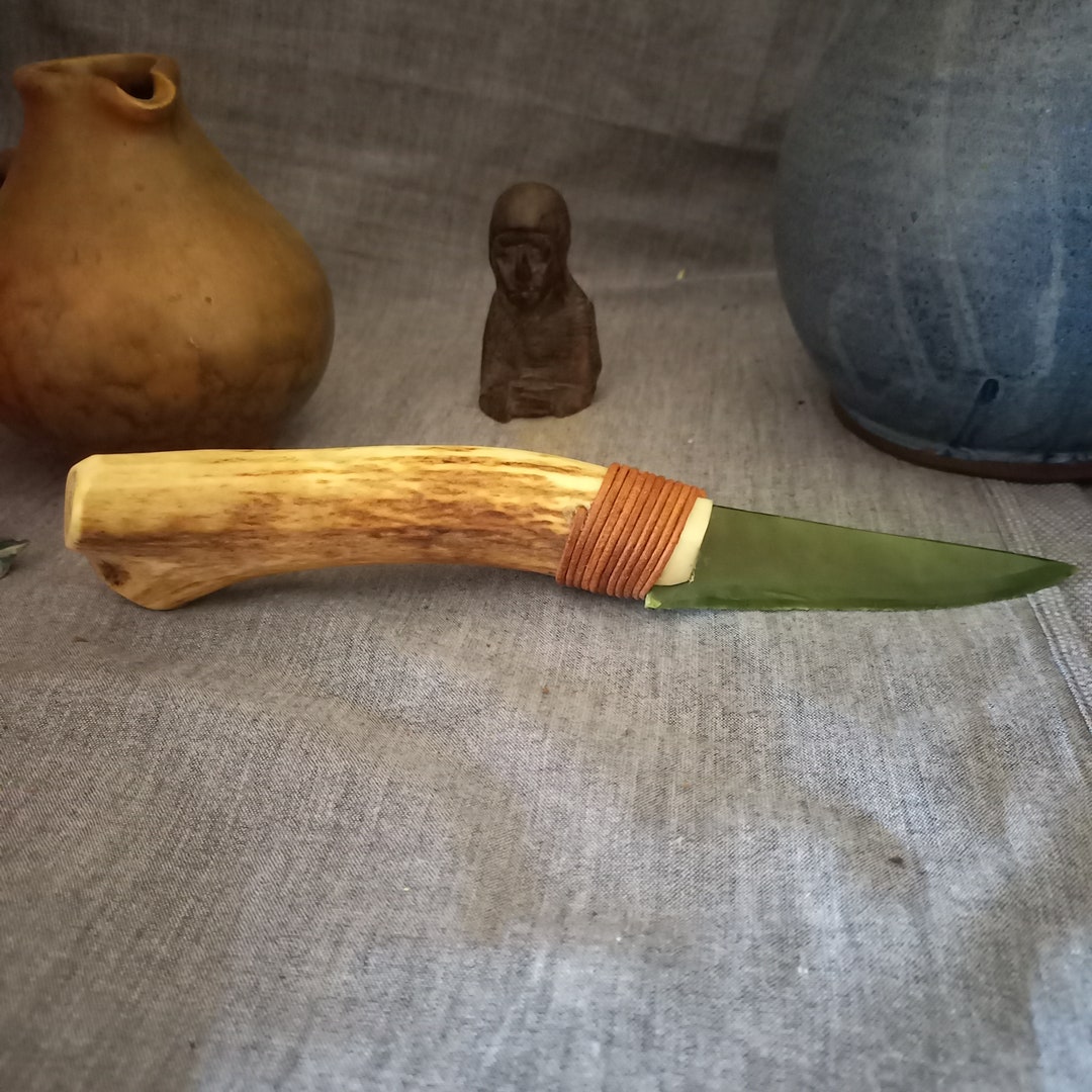 Handmade Ritual Knife With a Sharp Green Jade Blade in Pagan Style - Etsy