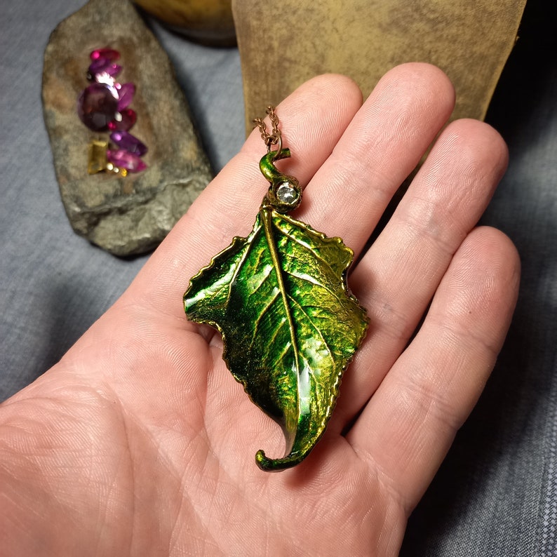 Pendant Made of Real Poplar Leaf, Electroplated Copper, Hand Painted ...