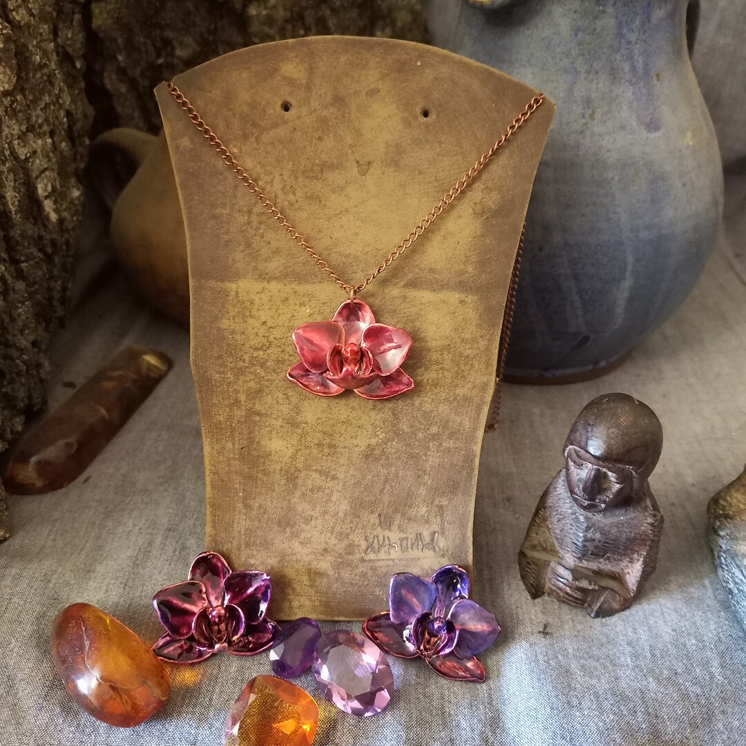 Electroformed Hand-painted Cold Enamel Phalaenopsis Orchid Flower ...