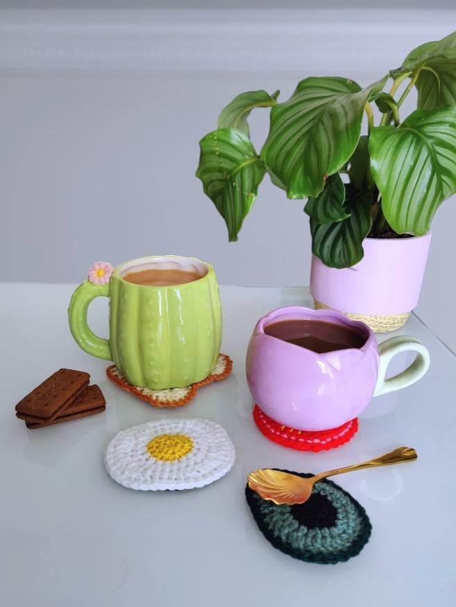Crochet Coasters and Play Food Multi Pattern Avocado, Toast, Egg ...