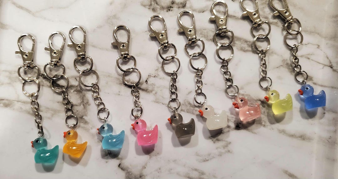 Luminescent Rubber Duck Keychain Cute Charm for Wallet Key Chain Ducky ...