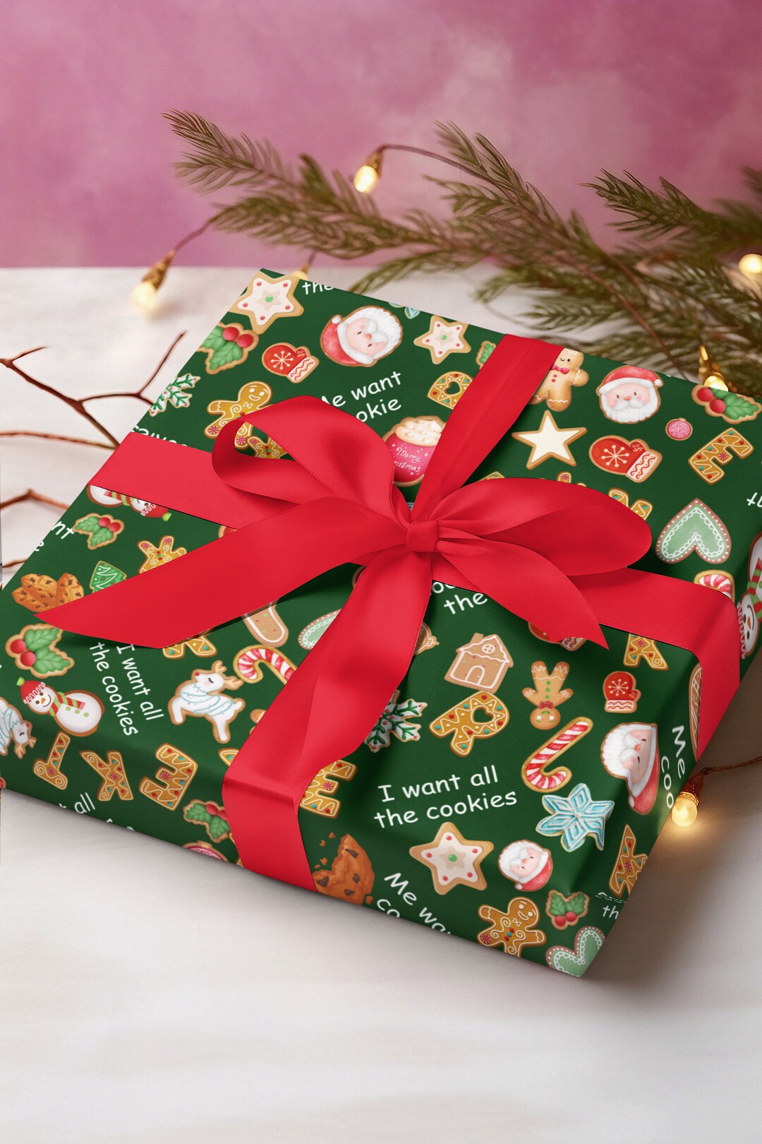 Christmas Giftwrap Roll Christmas Cookies Giftwrap Paper for Holiday ...