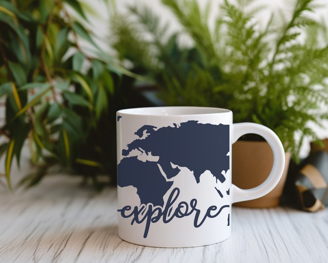 World Map Mug Airplane Coffee Mug Gift for Explorer Coffee Cup With Map ...