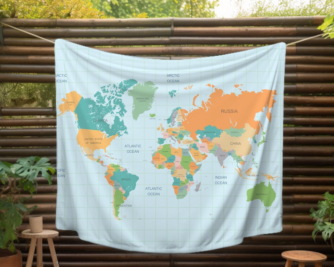 World Map of the World Blanket Soft Bed Cover World Map Throw Blanket ...