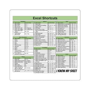 Excel Shortcuts Sticker for Laptop Excel Gift for Coworkers Office ...
