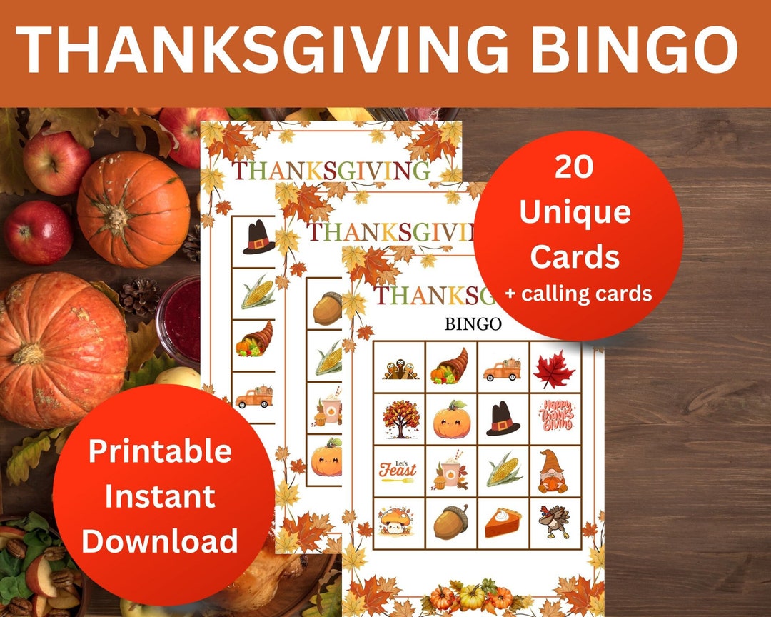 Thanksgiving Printable Games Bingo Family Game Night Bingo Kids ...