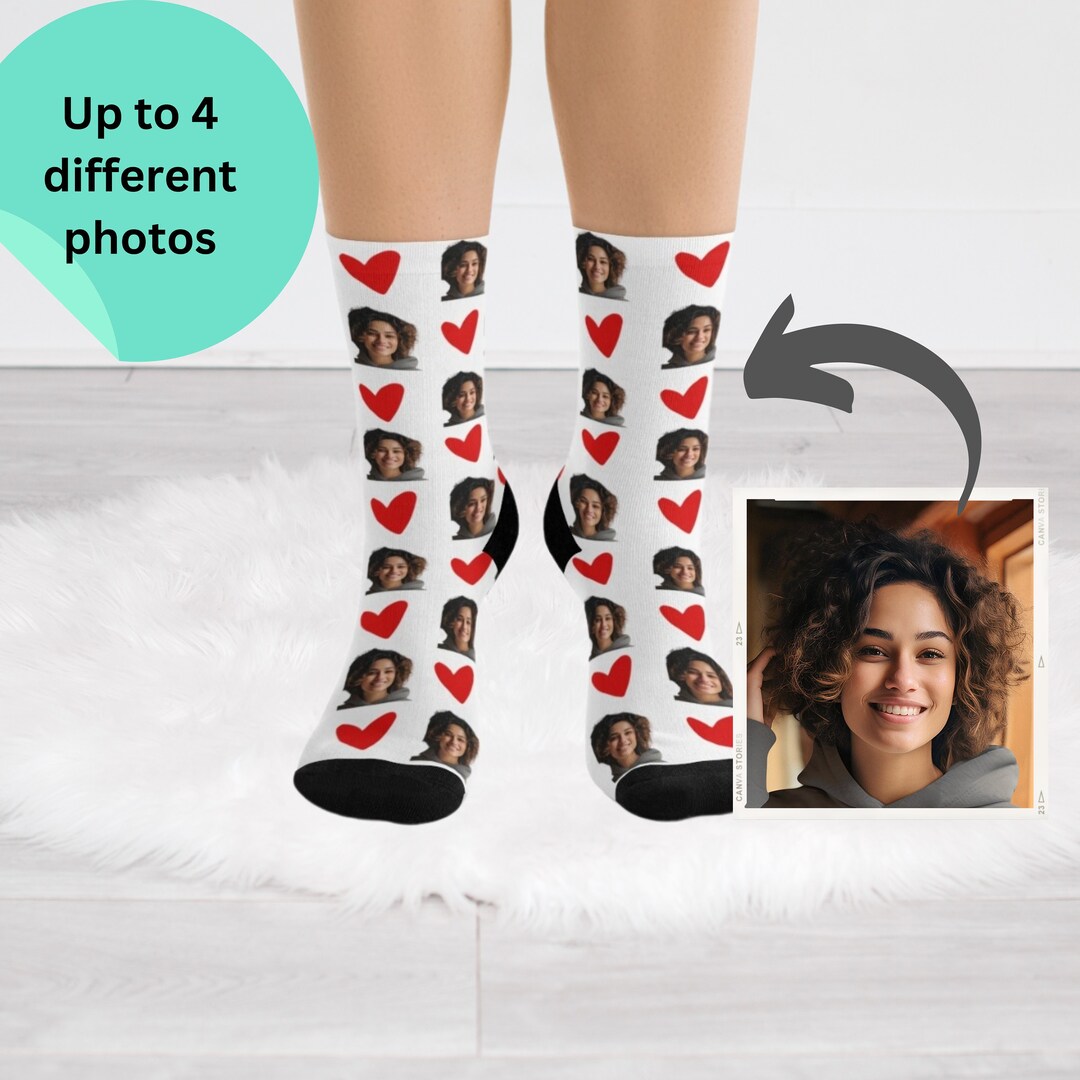 Funny Custom Face Socks With Picture, Personalized Smiley Photo Socks ...