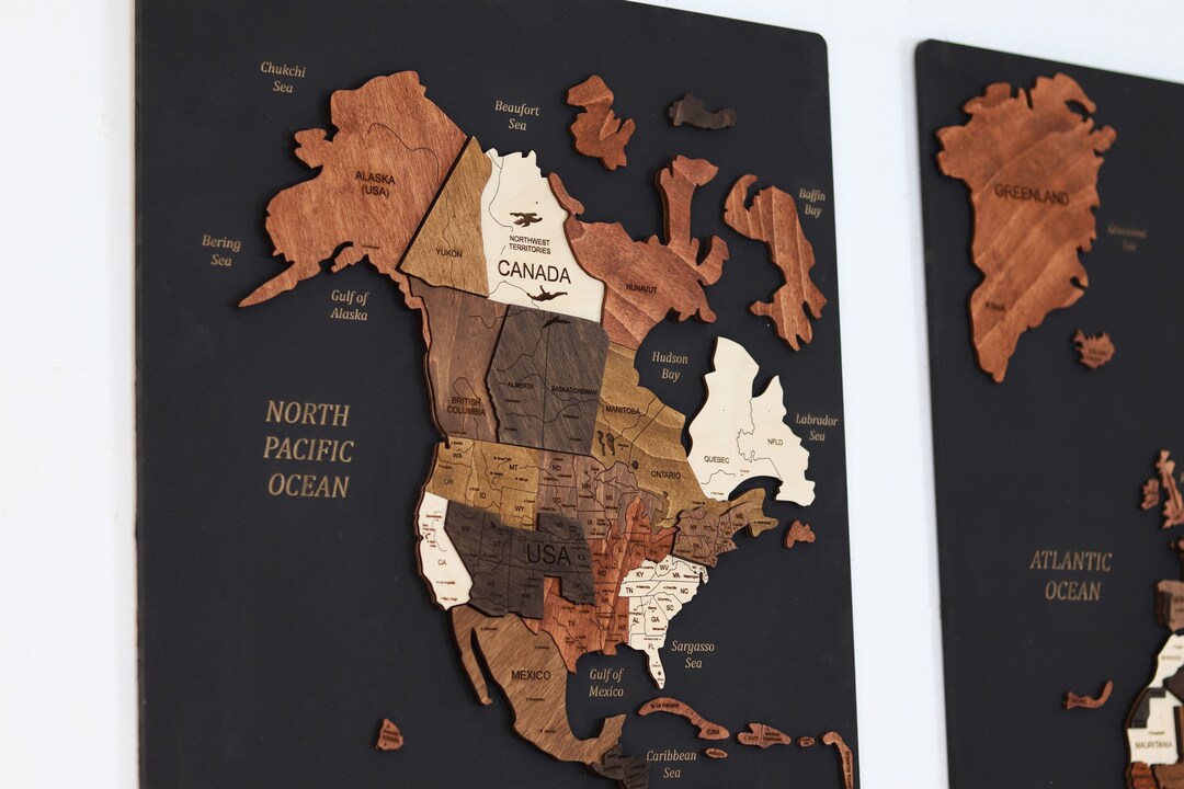 Wooden World Map Wall Art, Rustic Wall Decor, Travel Map Push Pin ...