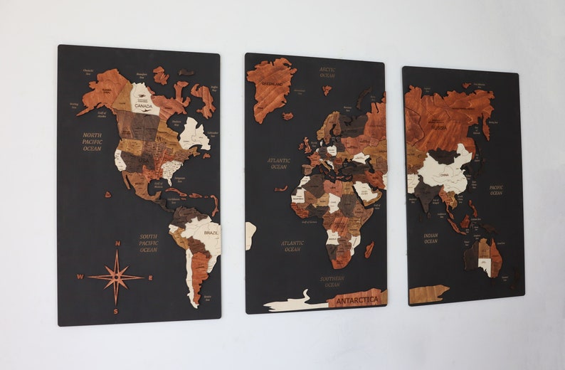 Wooden World Map Wall Art: Rustic Travel Decor With Push Pins - Etsy