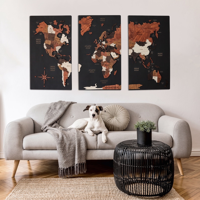 3d World Map, Cork World Map Wall Art, Wooden World Map Push Pin ...