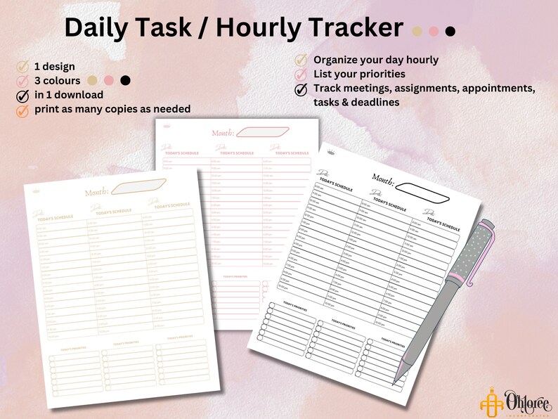 Printable Daily Task / Hourly Tracker - Etsy